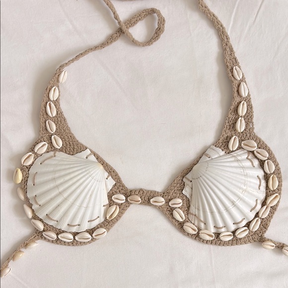 Swim | Handmade Crochet Mermaid Bra Bikini Top With Sewn In Real ...
